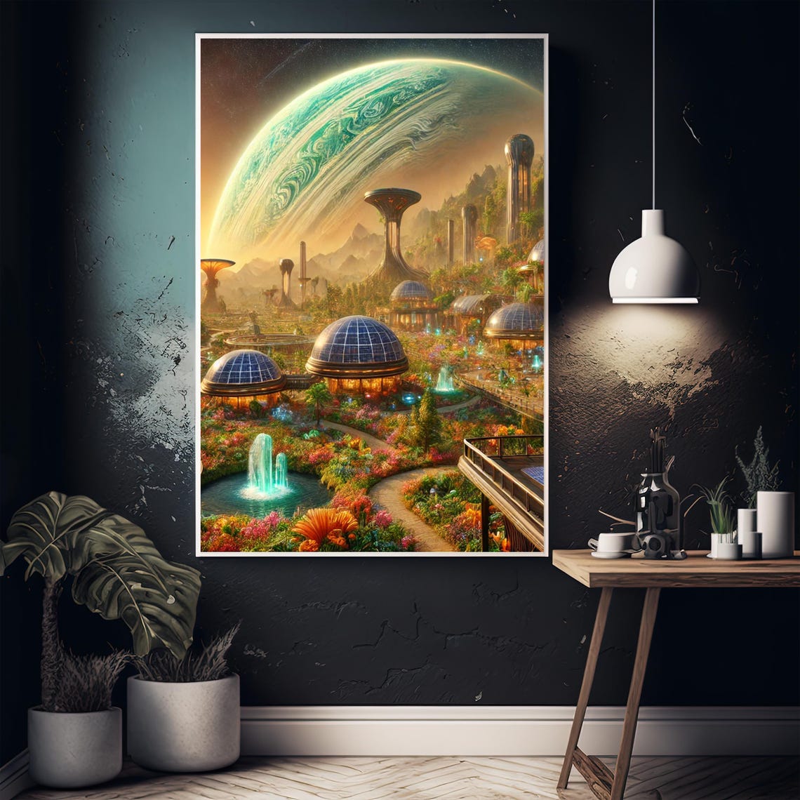 Solarpunk City Art Print | Futuristic Eco City Poster | Sustainable ...