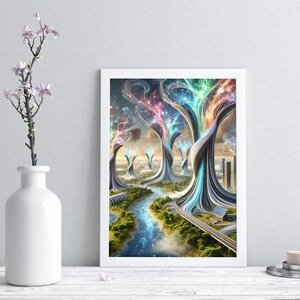 Glowing Tree Digital Art Print: Futuristic Eco Utopia (digital Download ...