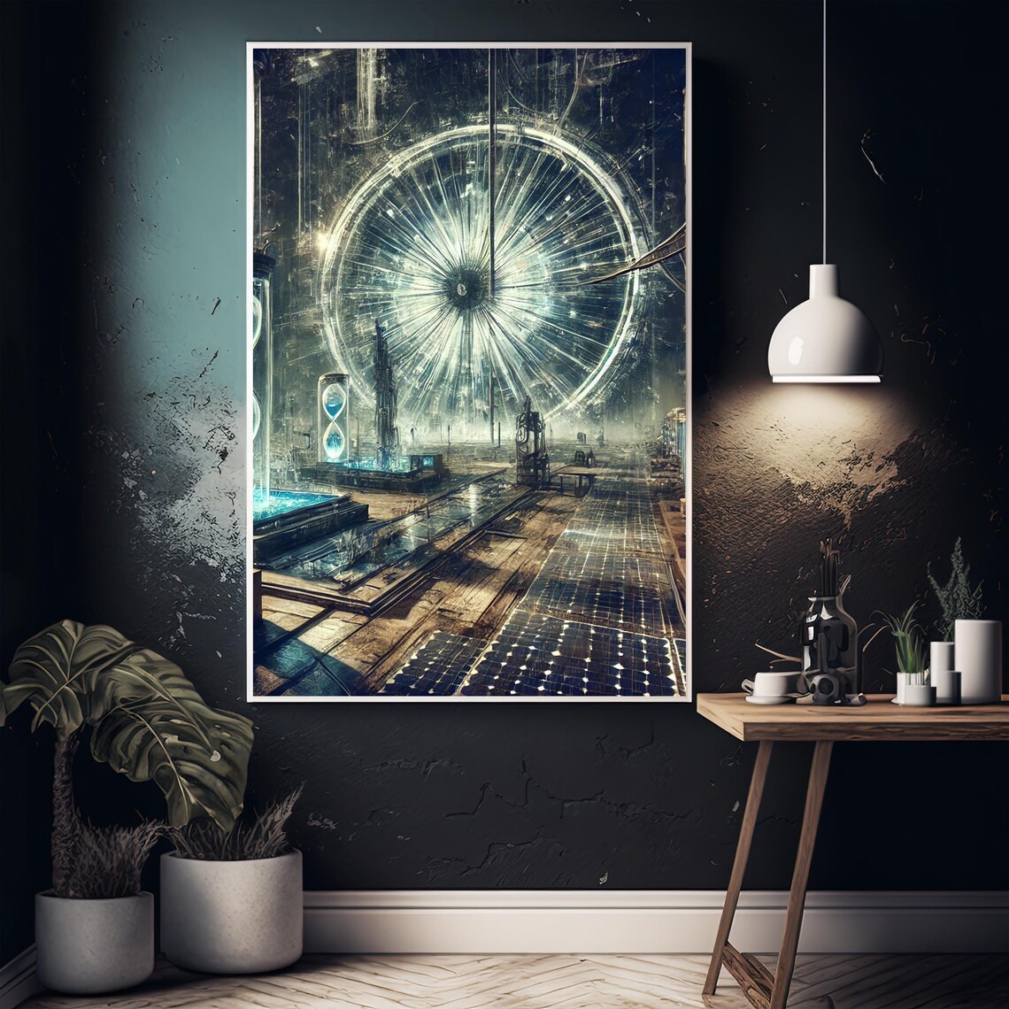 Futuristic Time Machine Art Print | Post-apocalyptic Cityscape ...
