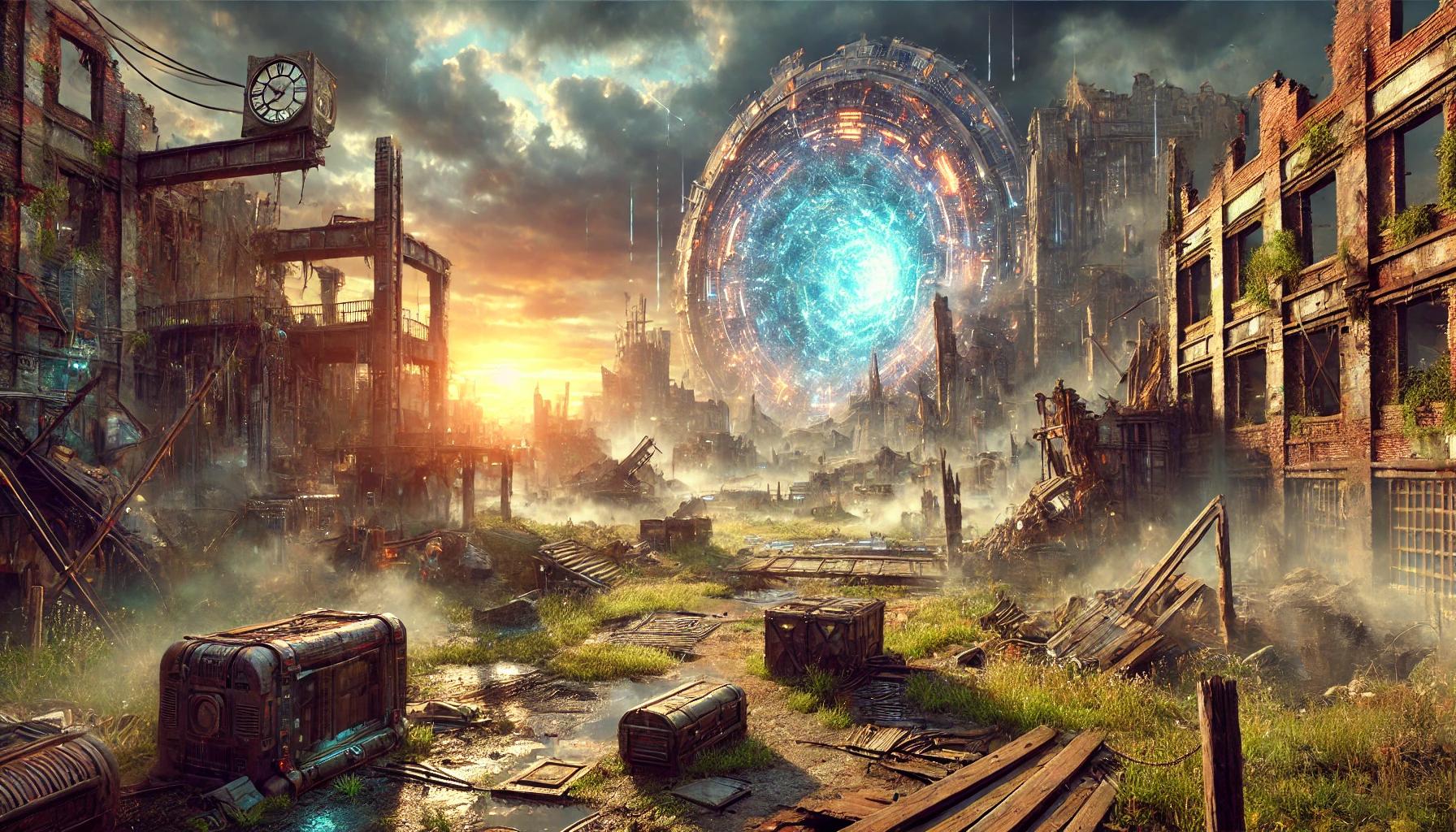Post-apocalyptic Time Portal Art | Futuristic Dystopian Landscape ...