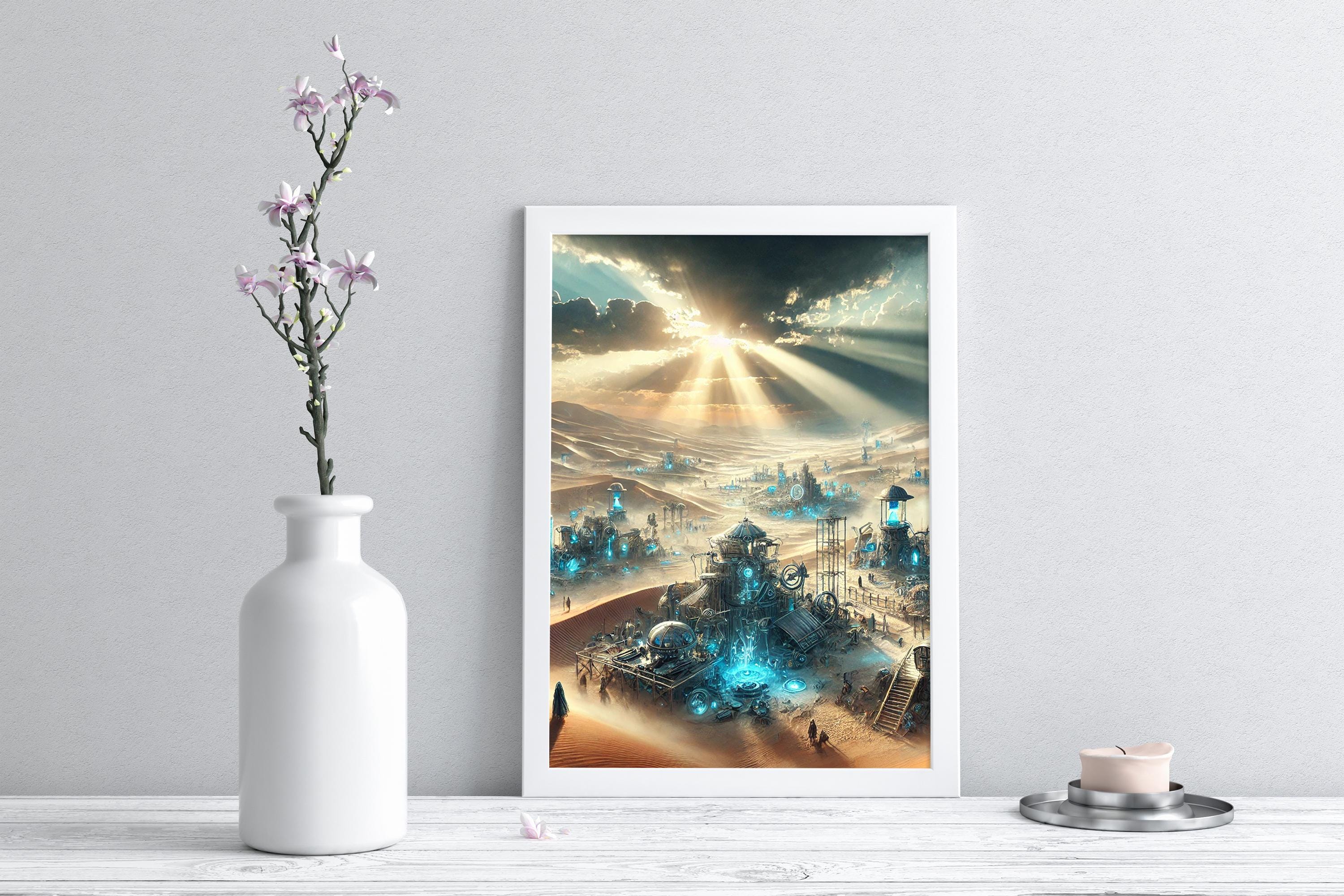 Futuristic Desert Steampunk Cityscape – High-resolution Digital Art ...