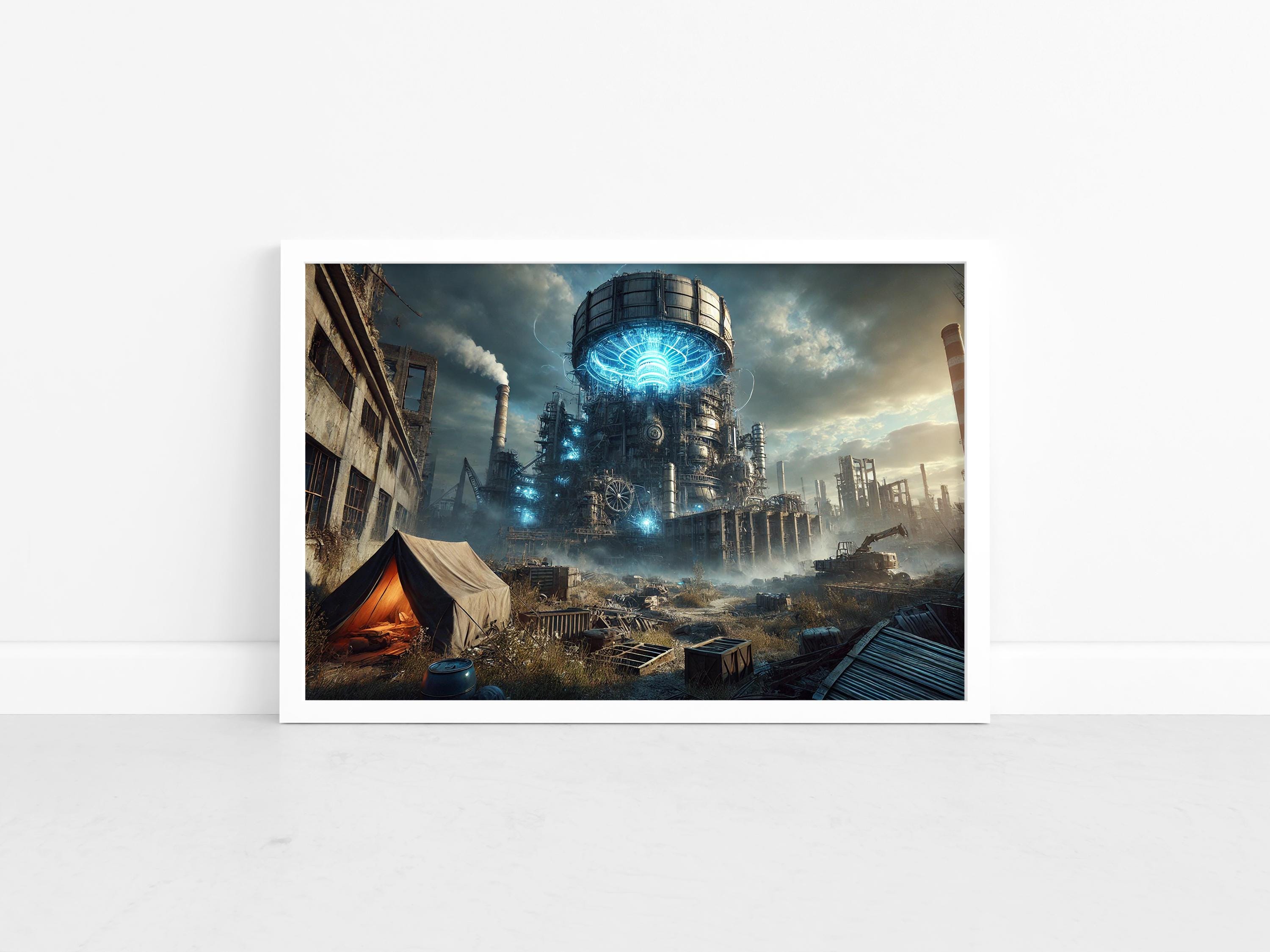 Sci-fi Fusion Reactor Art Print: Post-apocalyptic Industrial Landscape ...