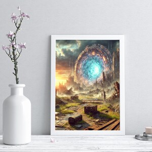 Post-apocalyptic Time Portal Art | Futuristic Dystopian Landscape ...