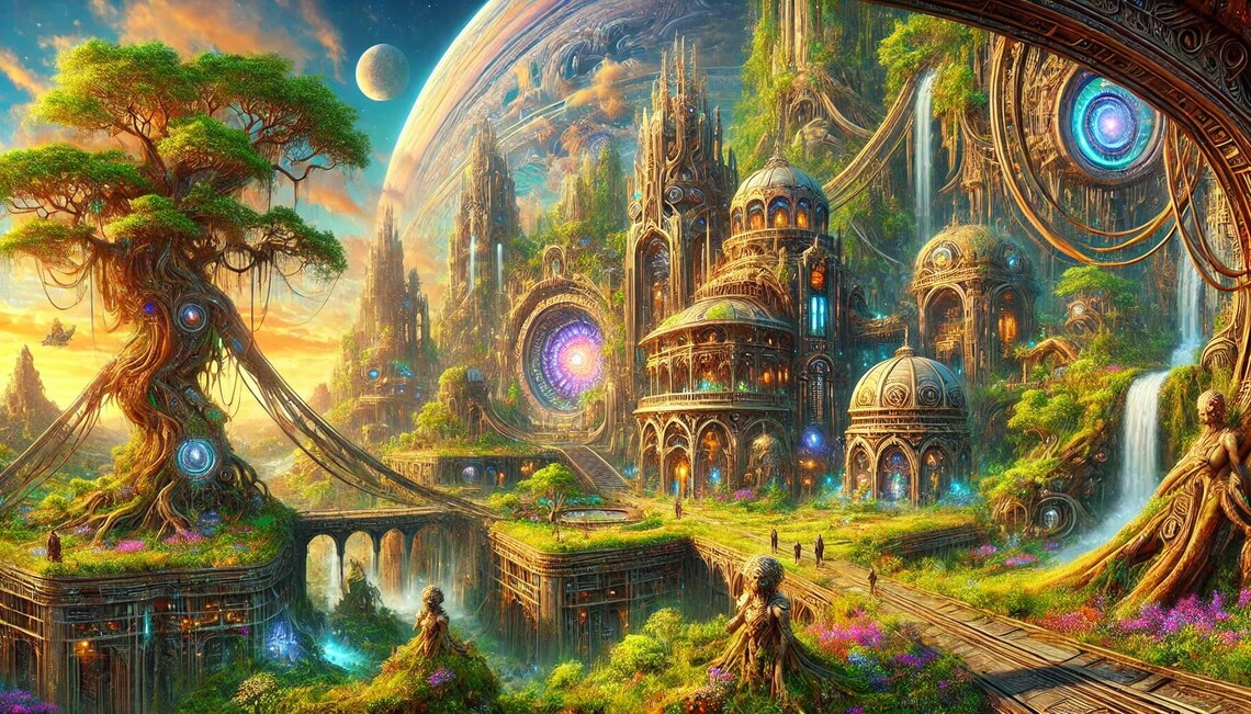 Stunning Sci-fi Fantasy Art Print | Mystical Tree of Life & Futuristic ...