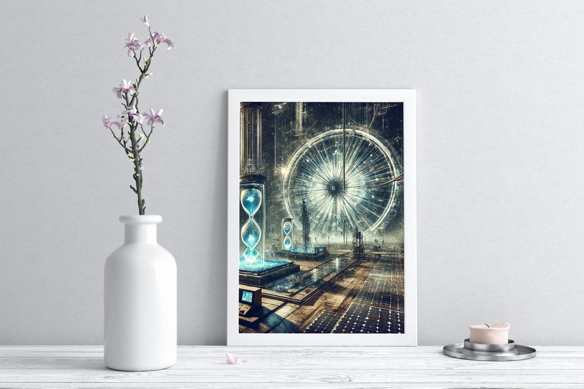 Futuristic Time Machine Art Print | Post-apocalyptic Cityscape ...