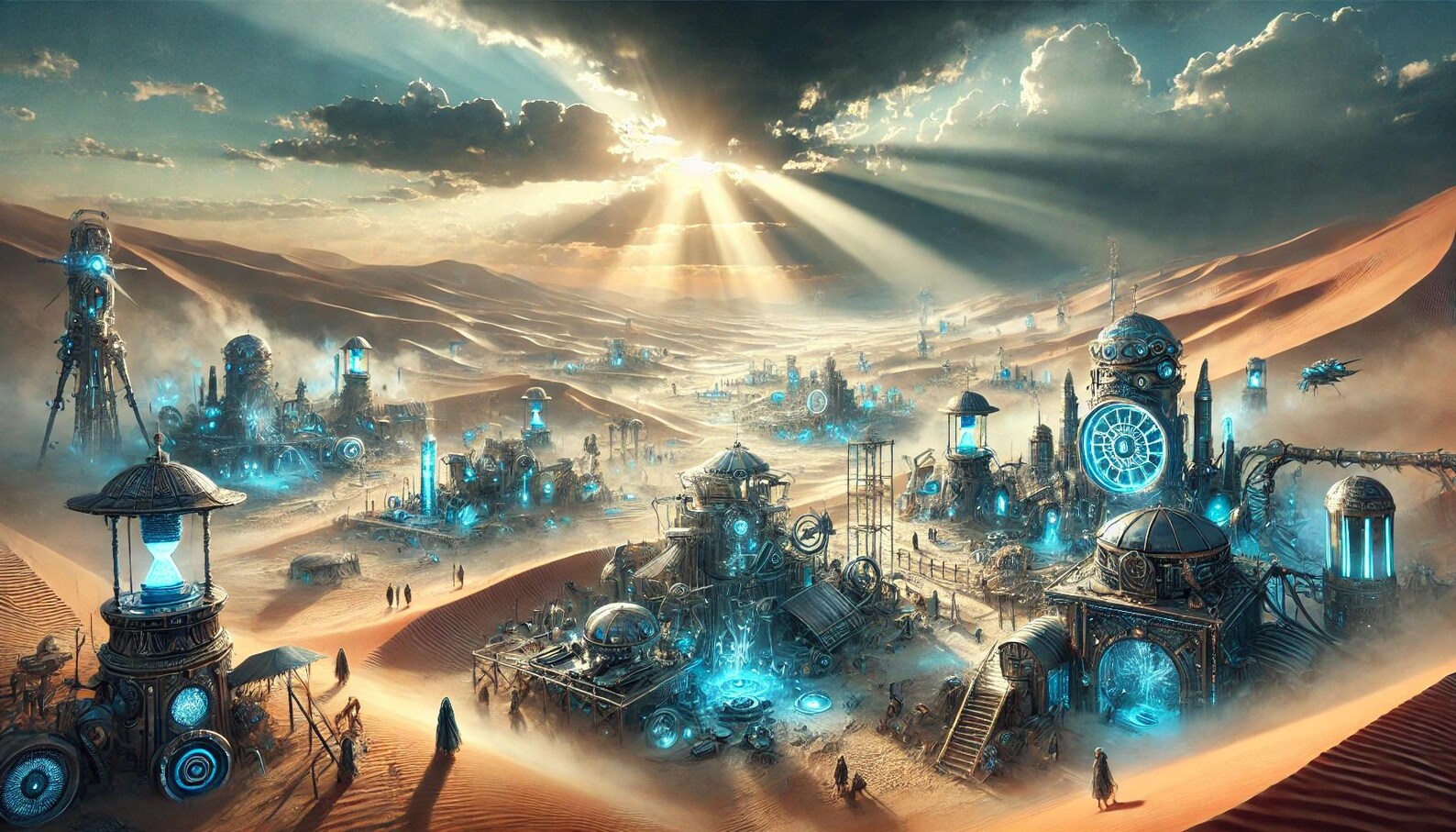 Futuristic Desert Steampunk Cityscape – High-resolution Digital Art ...