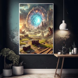 Post-apocalyptic Time Portal Art | Futuristic Dystopian Landscape ...