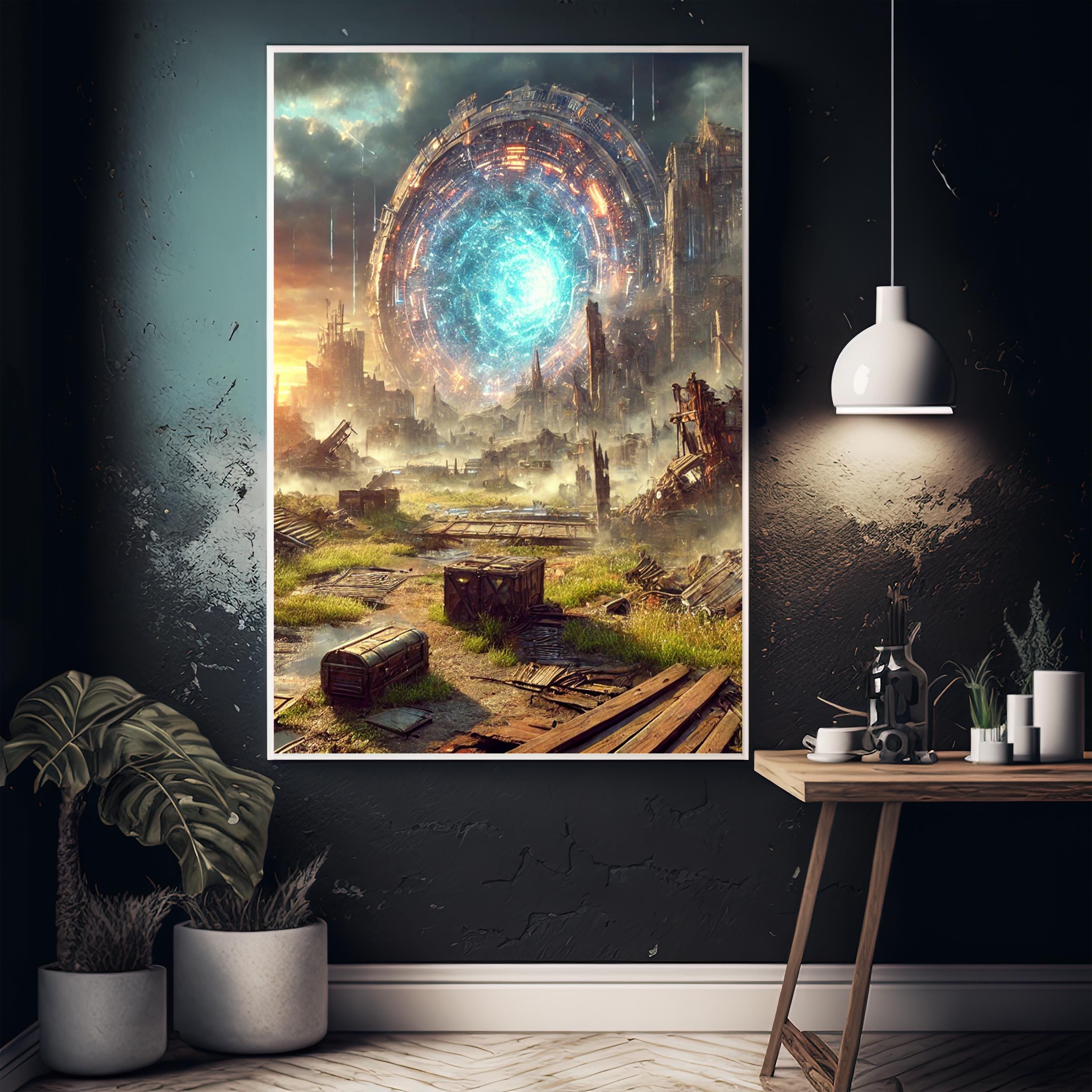 Post-apocalyptic Time Portal Art | Futuristic Dystopian Landscape ...