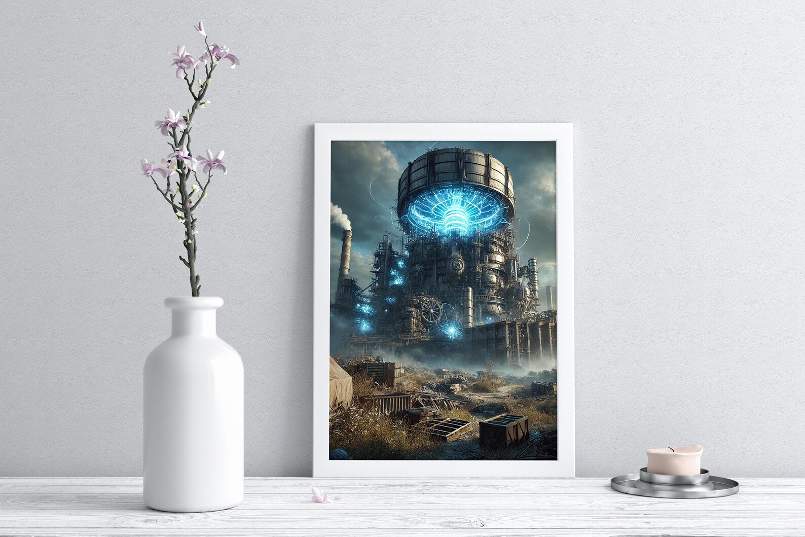 Sci-fi Fusion Reactor Art Print: Post-apocalyptic Industrial Landscape ...