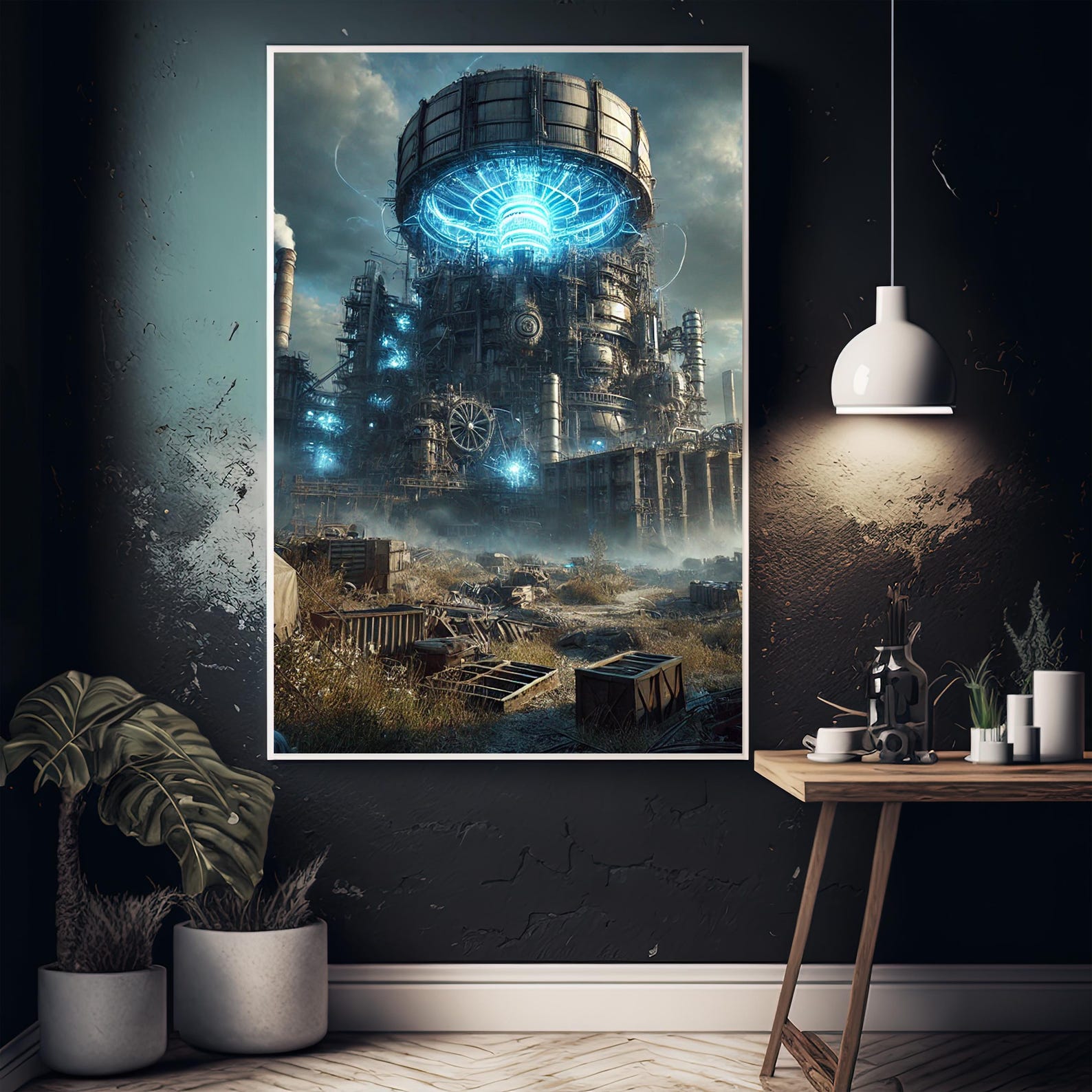 Sci-fi Fusion Reactor Art Print: Post-apocalyptic Industrial Landscape ...