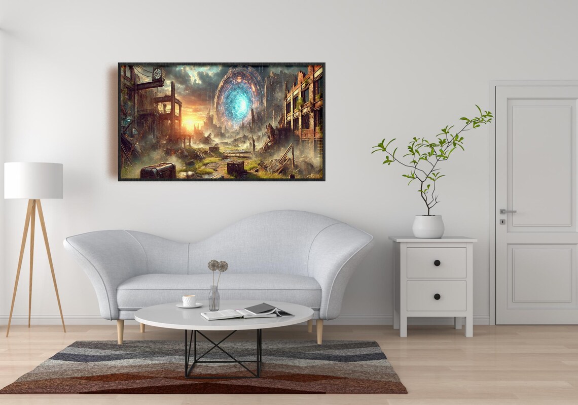 Post-apocalyptic Time Portal Art | Futuristic Dystopian Landscape ...