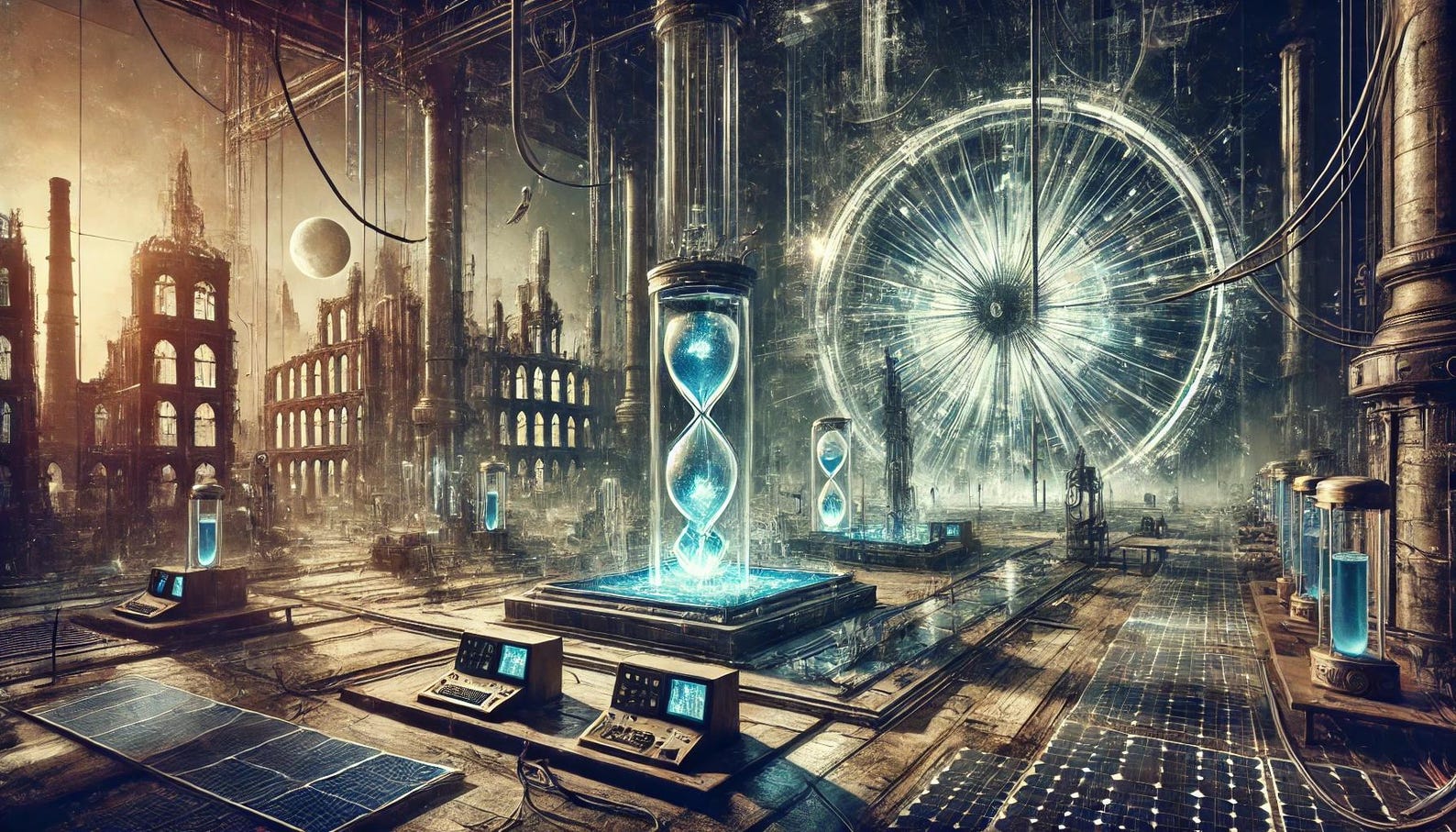 Futuristic Time Machine Art Print | Post-apocalyptic Cityscape ...
