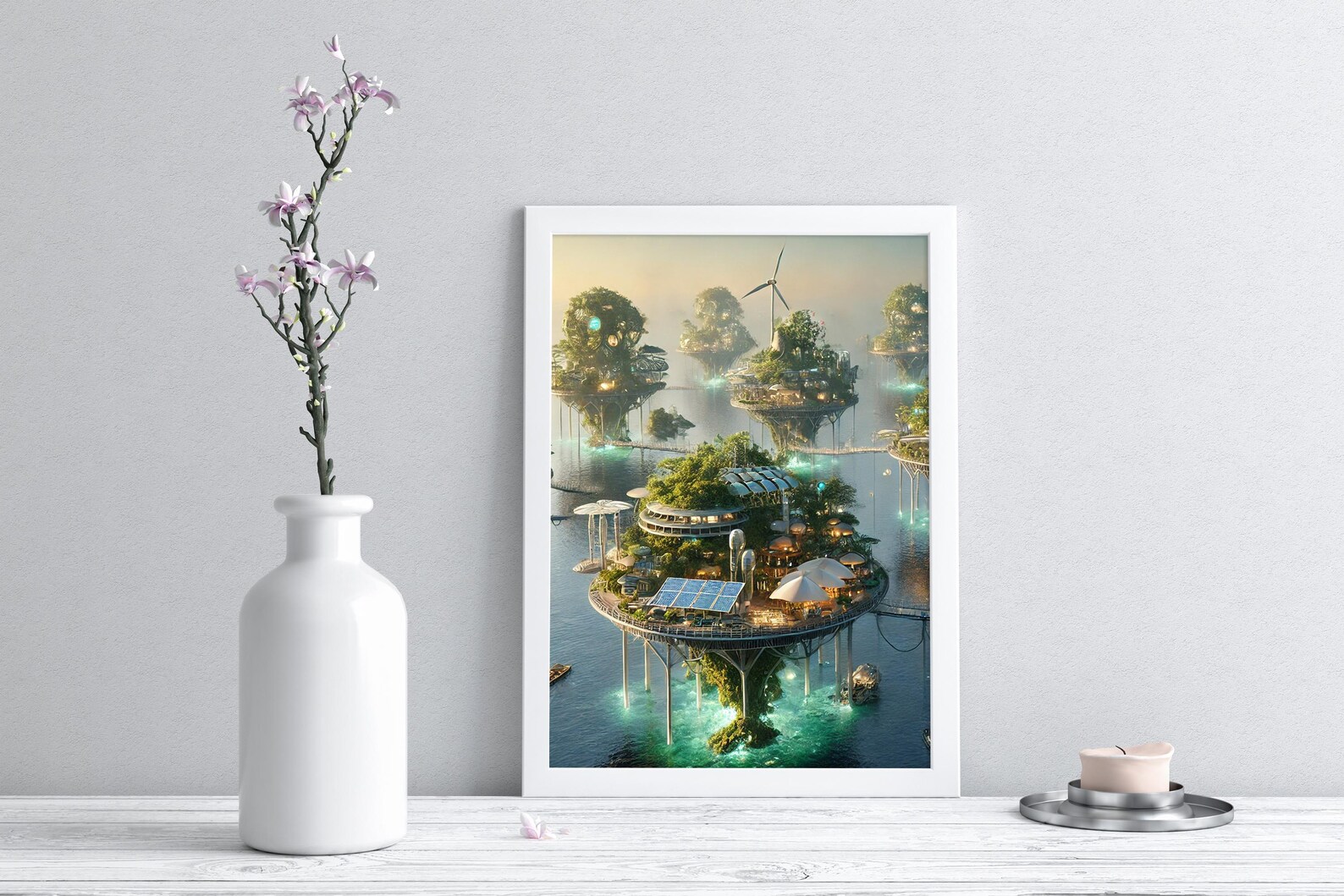 Sustainable Floating Civilization - Futuristic Eco-island Digital Art ...