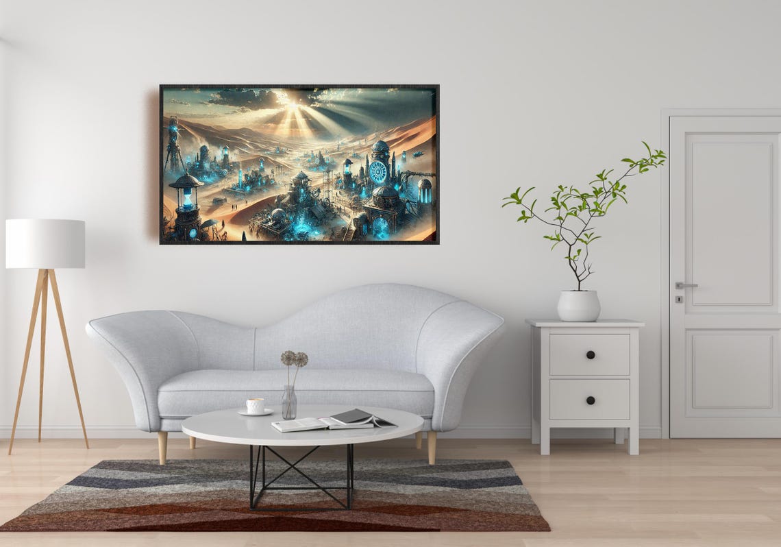 Futuristic Desert Steampunk Cityscape – High-resolution Digital Art ...