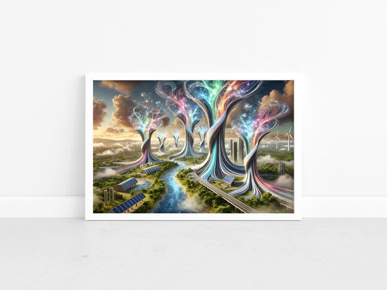 Glowing Tree Digital Art Print: Futuristic Eco Utopia (digital Download ...