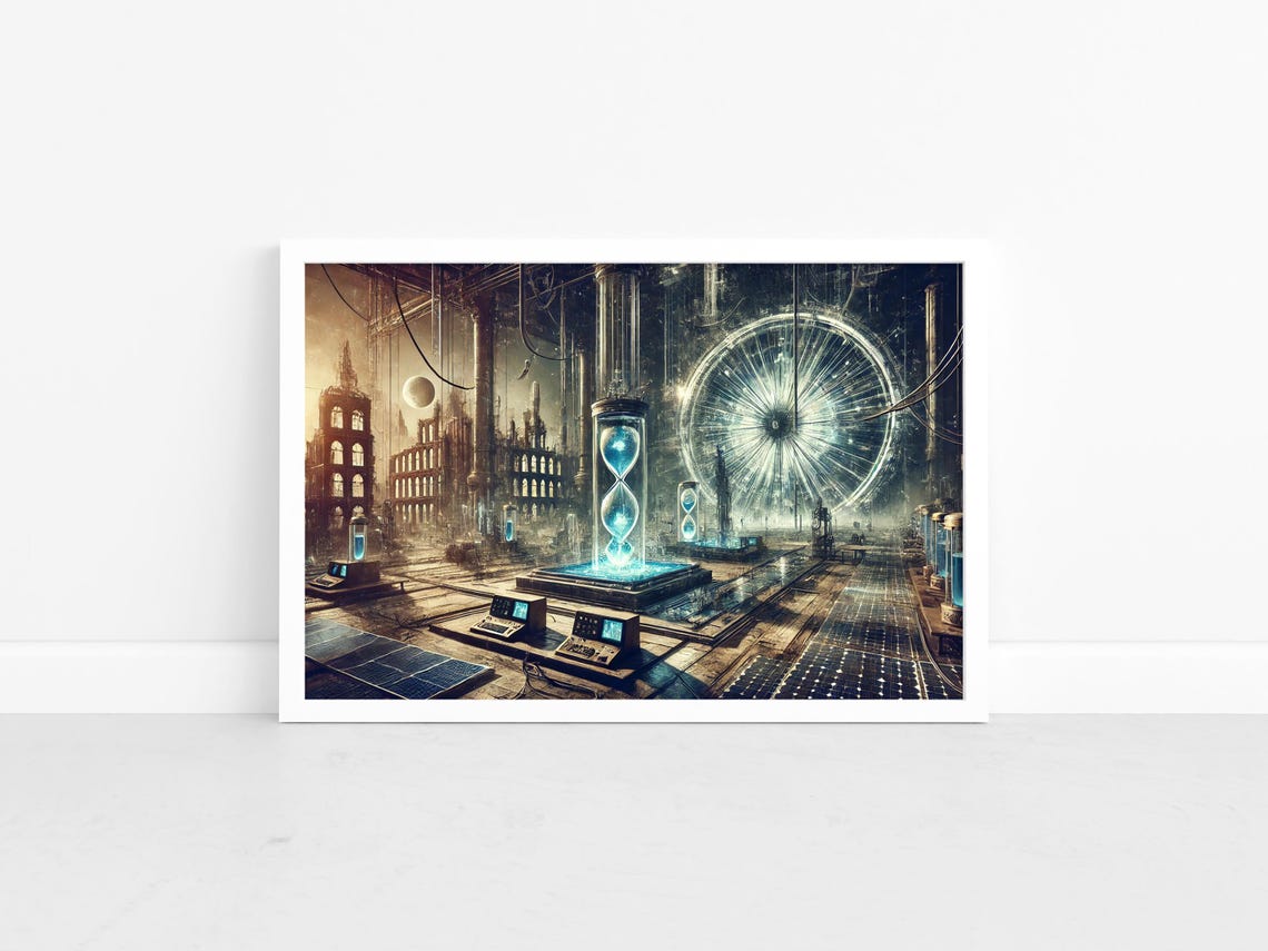 Futuristic Time Machine Art Print | Post-apocalyptic Cityscape ...