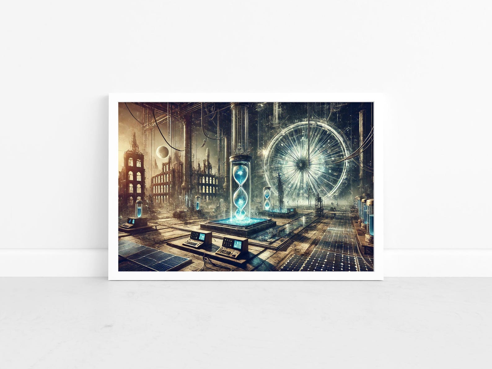 Futuristic Time Machine Art Print | Post-apocalyptic Cityscape ...