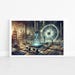 Futuristic Time Machine Art Print | Post-apocalyptic Cityscape ...