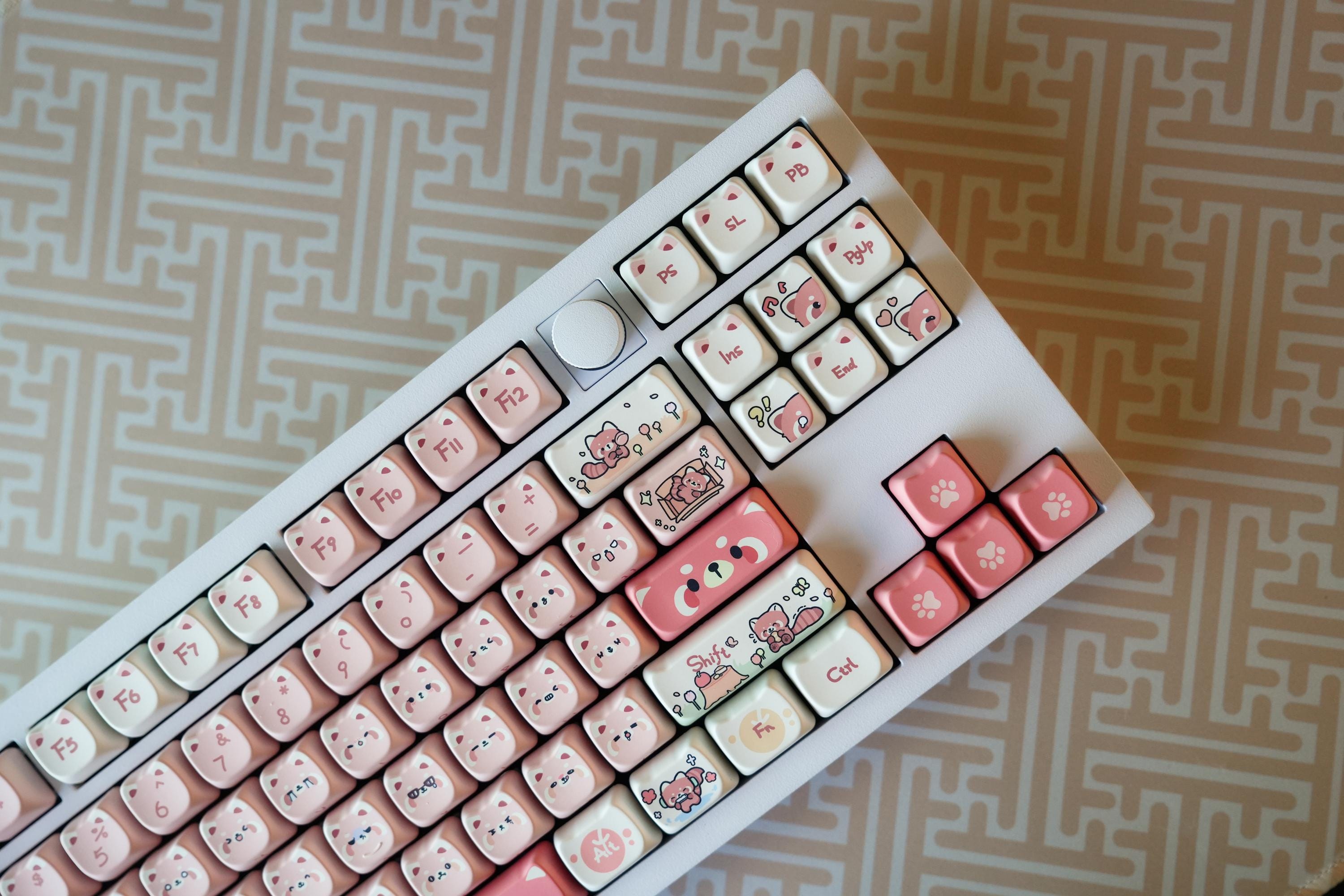 Pink Raccoon Theme Keycap Set for Mechanical Keyboard / MAO Profile ...