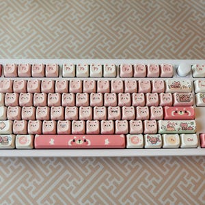 Pink Raccoon Theme Keycap Set for Mechanical Keyboard / MAO Profile ...