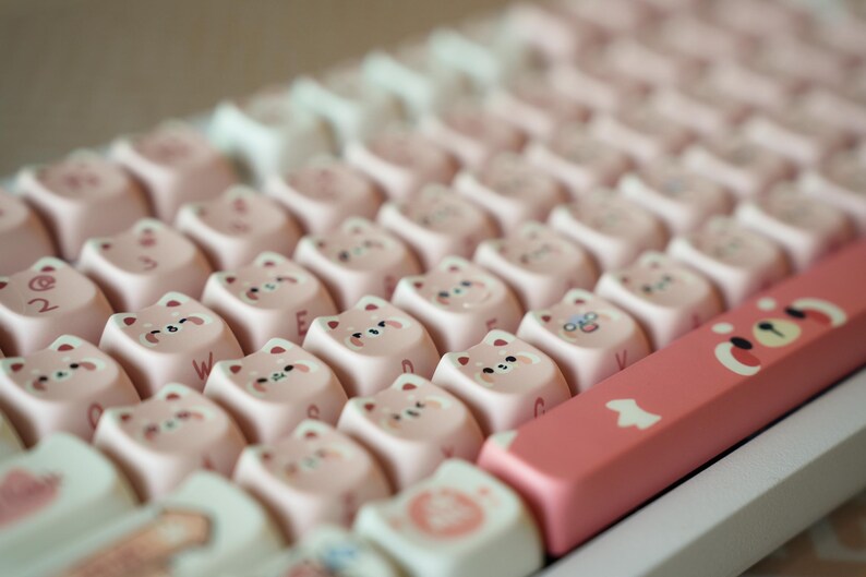 Pink Raccoon Theme Keycap Set for Mechanical Keyboard / MAO Profile ...