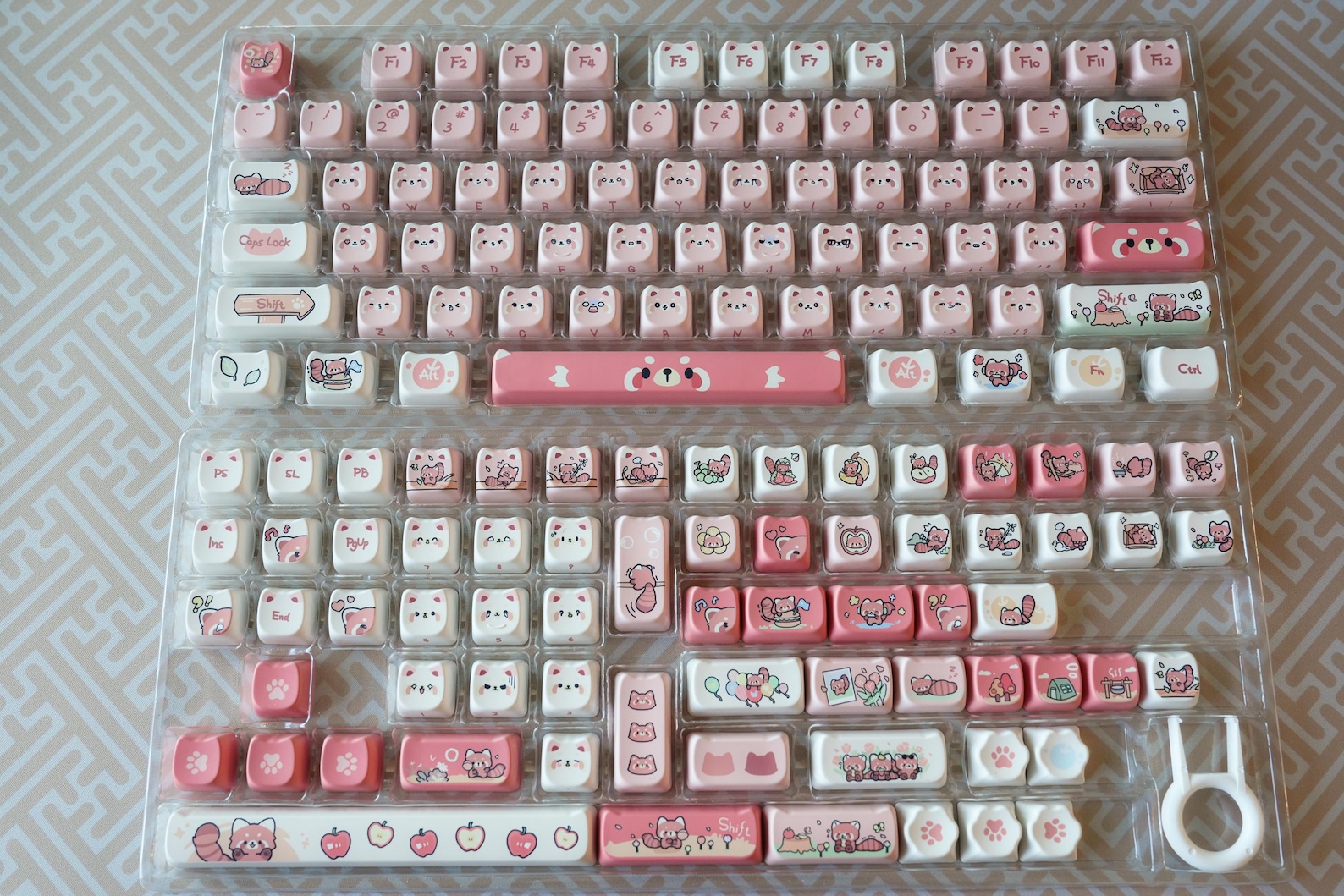 Pink Raccoon Theme Keycap Set for Mechanical Keyboard / MAO Profile ...