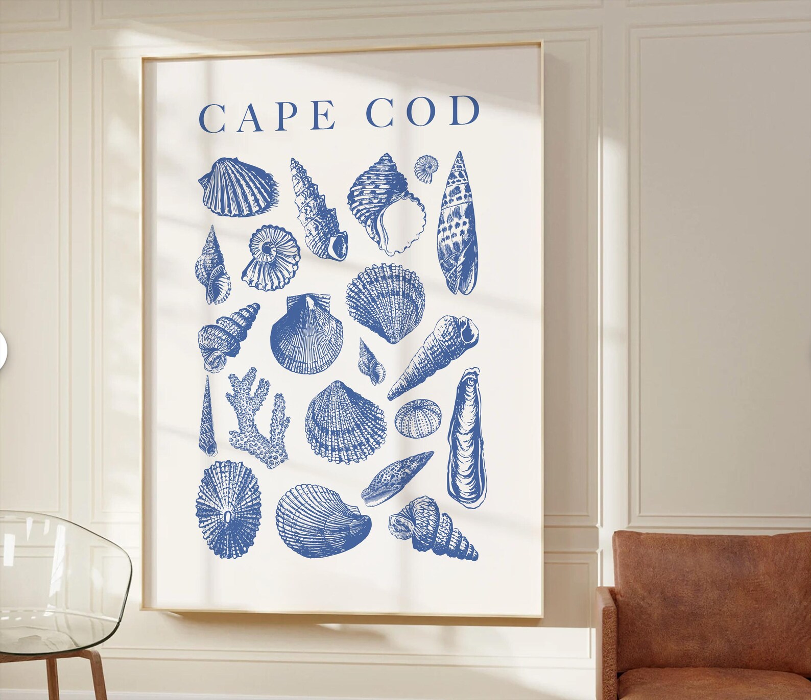 Cape Cod Seashell Wall Poster | Coastal Dorm Room Decor | Vintage Ocean ...