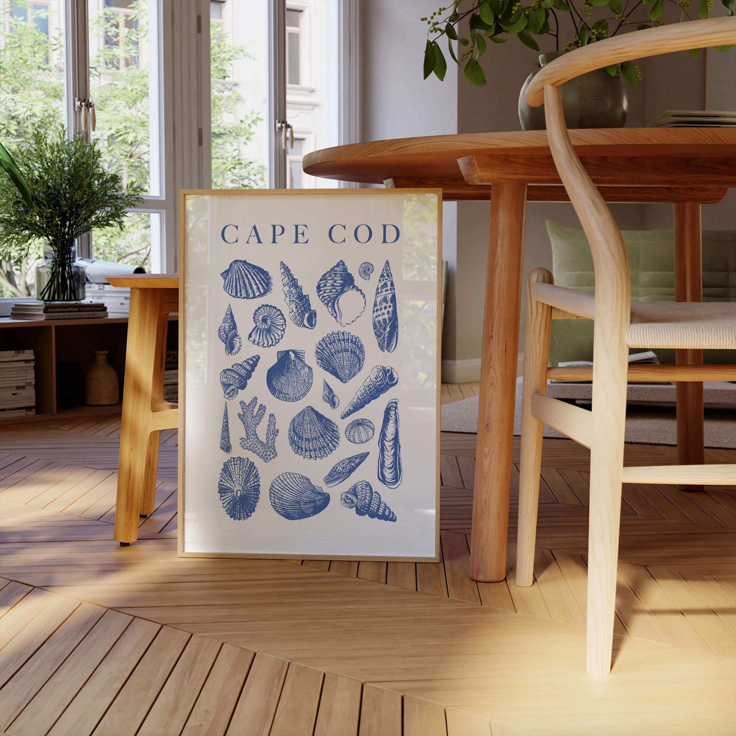 Cape Cod Seashell Wall Poster | Coastal Dorm Room Decor | Vintage Ocean ...