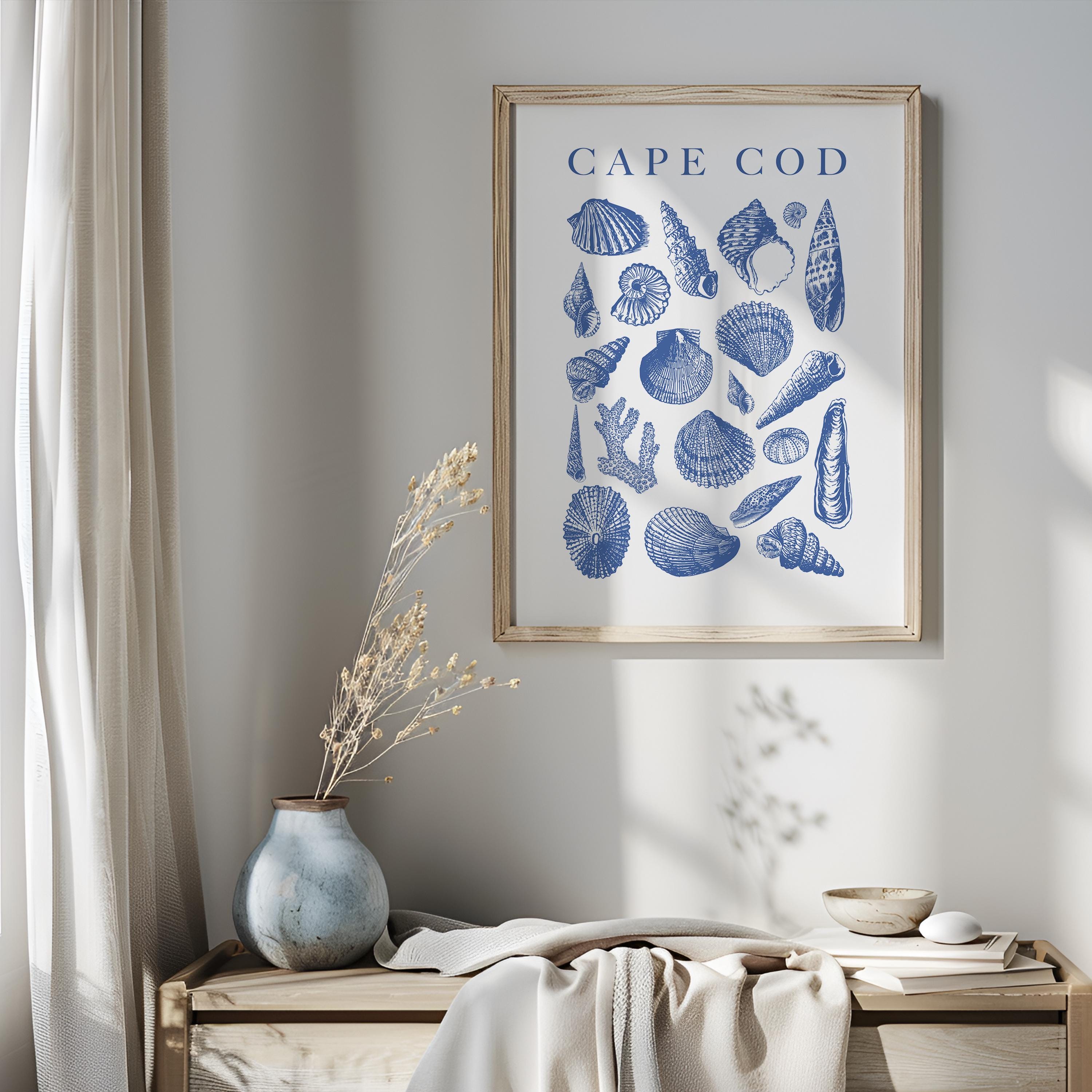 Cape Cod Seashell Wall Poster | Coastal Dorm Room Decor | Vintage Ocean ...
