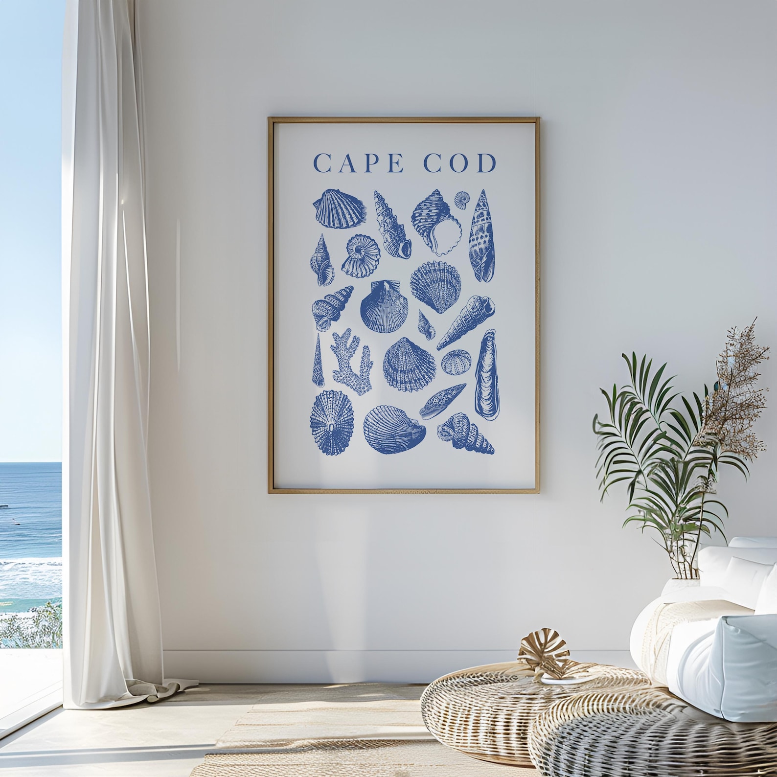 Cape Cod Seashell Wall Poster | Coastal Dorm Room Decor | Vintage Ocean ...