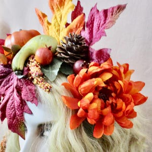 Horn of Plenty: Autumn Headpiece, Pumpkin, Fall Leaves Thanksgiving ...