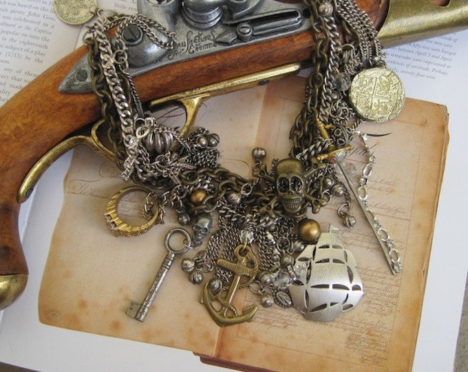 Along the Spanish Main: Vintage Assemblage Necklace Pirate Ship Treasures PIRATE Queen Wedding ...