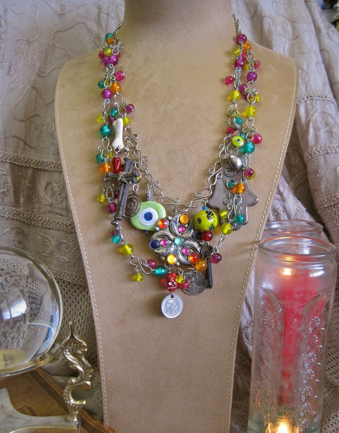 Gypsy in My Soul: Evil Eye Necklace Voodoo Vintage Assemblage Charms ...