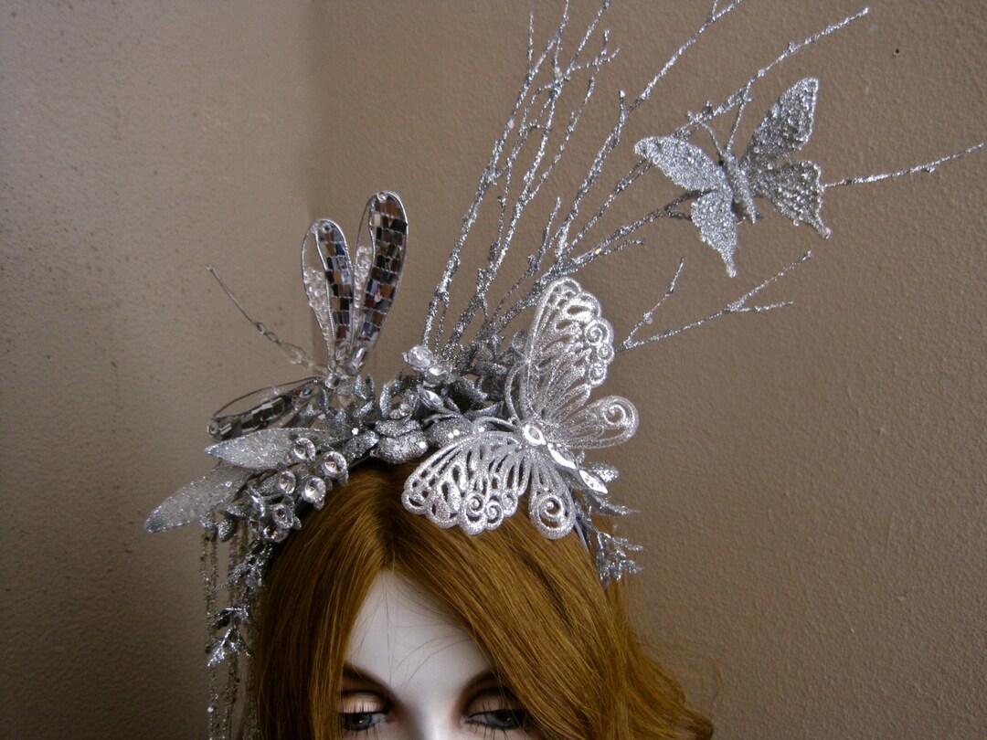 Midnight Magic: Fairy Headpiece Dragonfly Butterfly Headband Silver ...