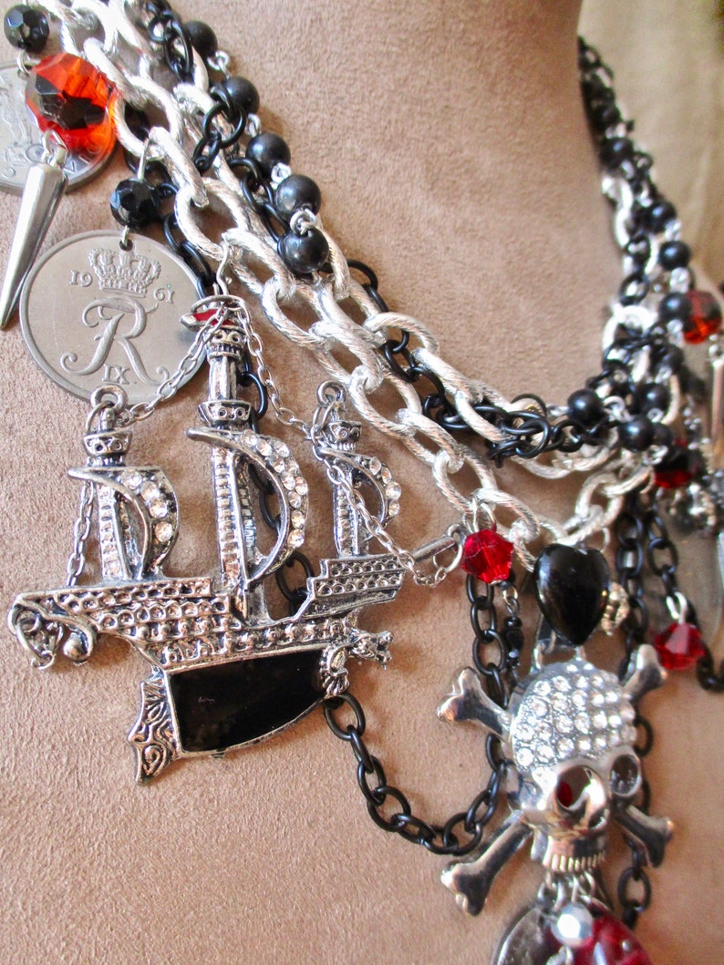 Black Sea Siren Pirate Choker Necklace Vintage Assemblage Etsy