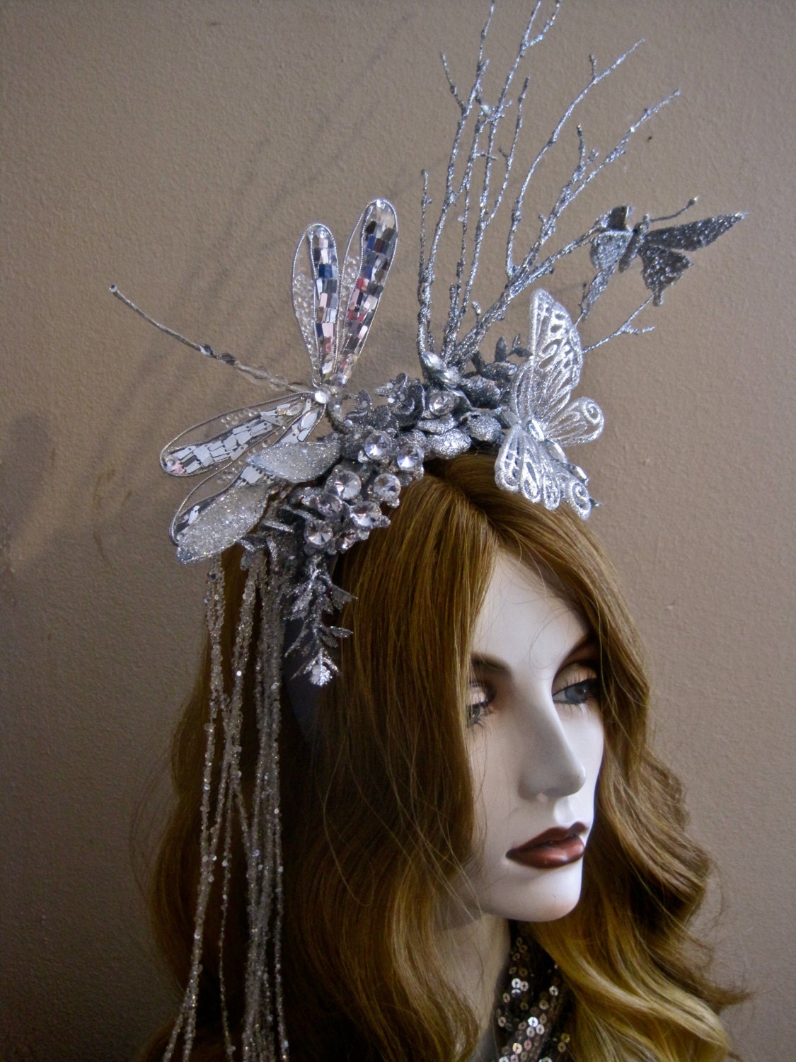 Midnight Magic: Fairy Headpiece Dragonfly Butterfly Headband Silver ...