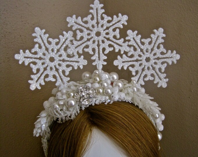 Snow Queen Crown Tiara Headpiece Ice Princess Snowflake Adult - Etsy