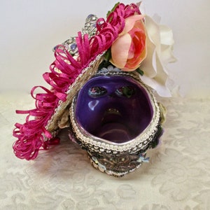 Sugar SKULL Trinket BOX Vintage Assemblage Flowers Jewels Pearls ...