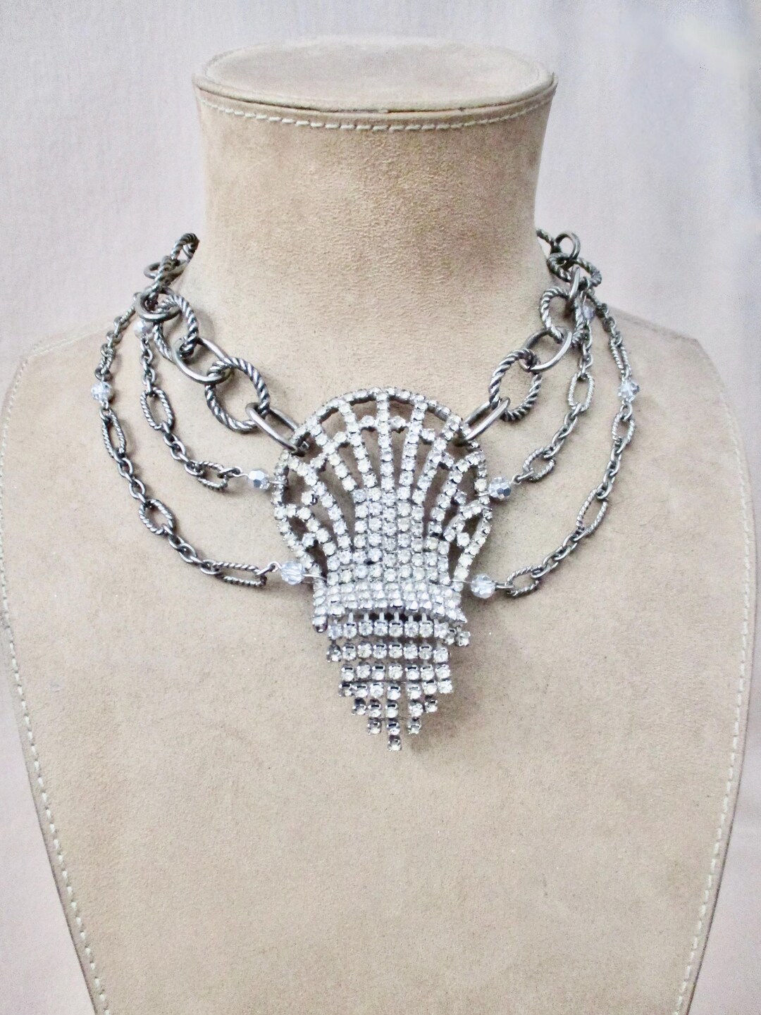OPULENT OBSESSION: Rhinestone Choker Bridal Necklace Vintage Assemblage ...