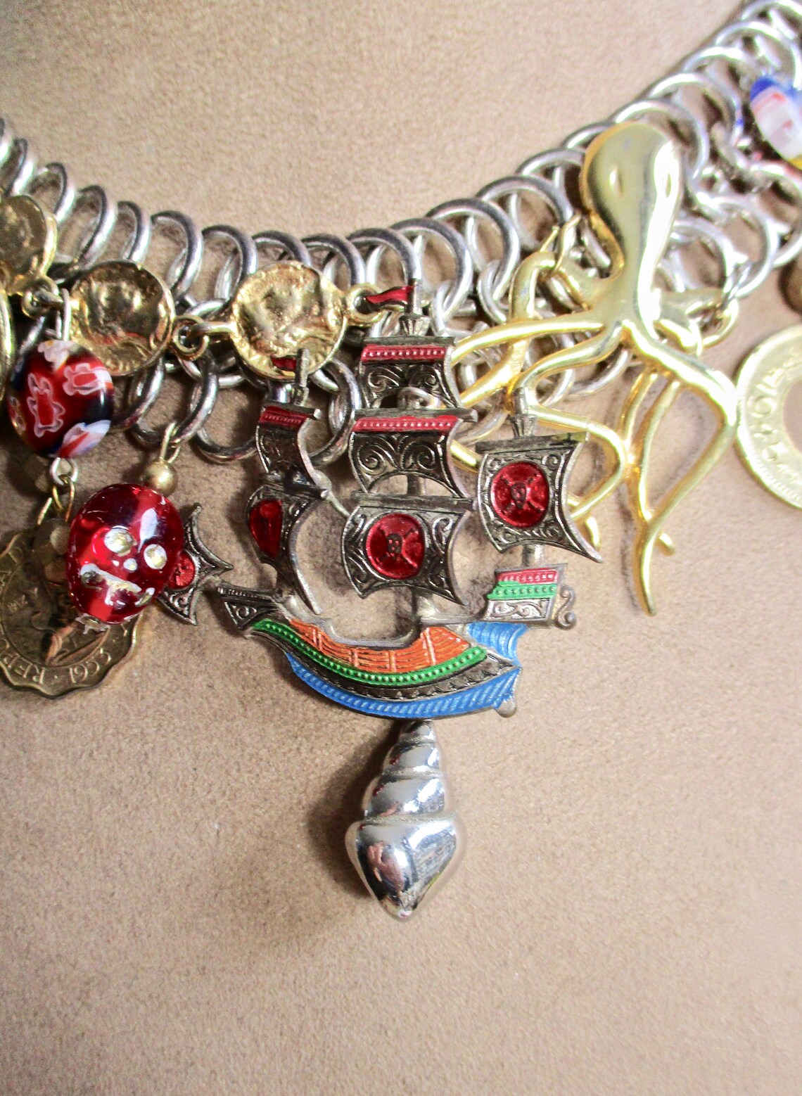 Beware the Kraken: Pirate Choker Necklace Vintage Assemblage | Etsy