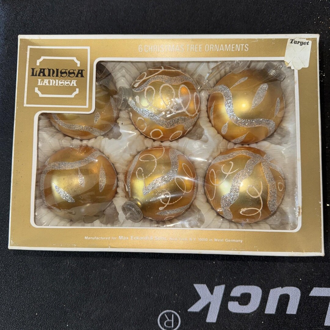 6 Vtg Lanissa Glass Christmas Ornaments Gold, Box, 3" - Etsy