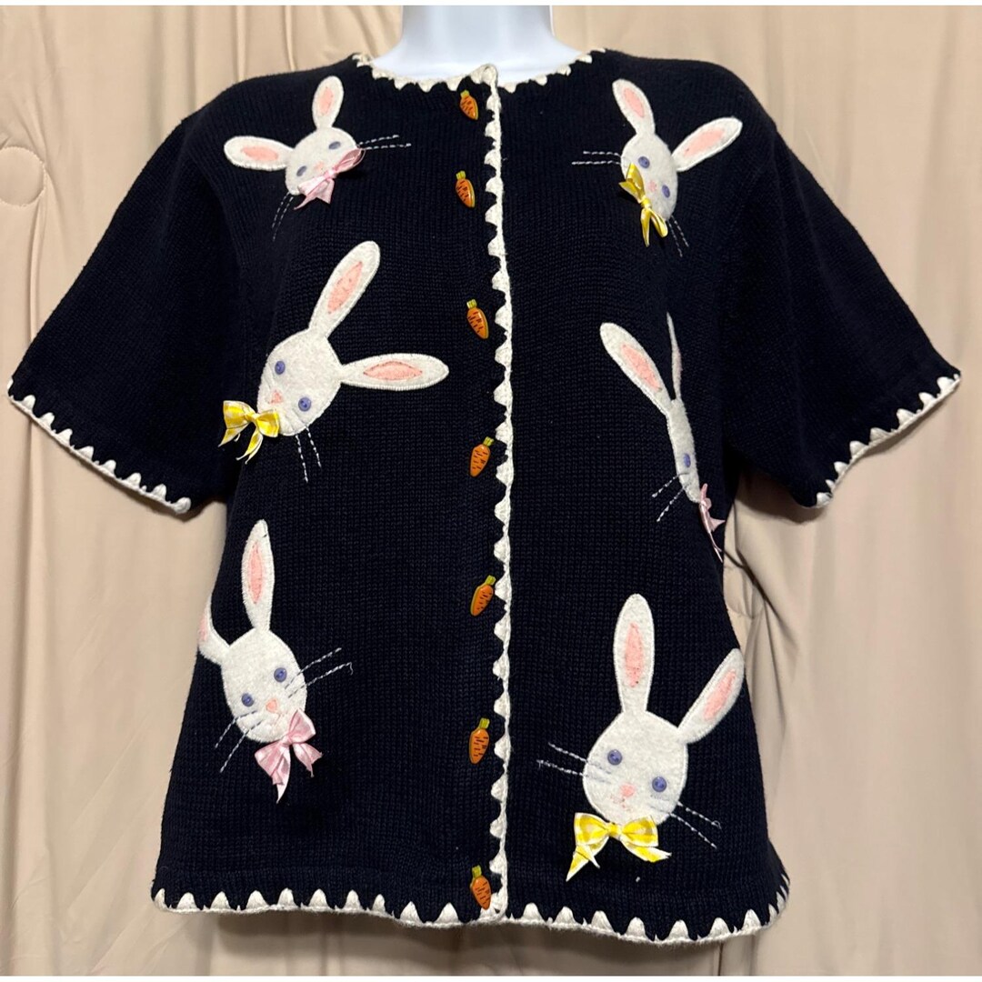 Vintage Marisa Christina Rabbit Bunny Easter Cardigan Sweater Large - Etsy