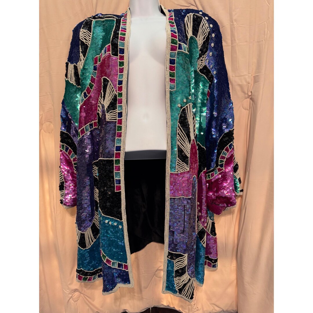Judith Ann Plus Kimono Duster Sequins Beads Pearls 3X (22-24) - Etsy
