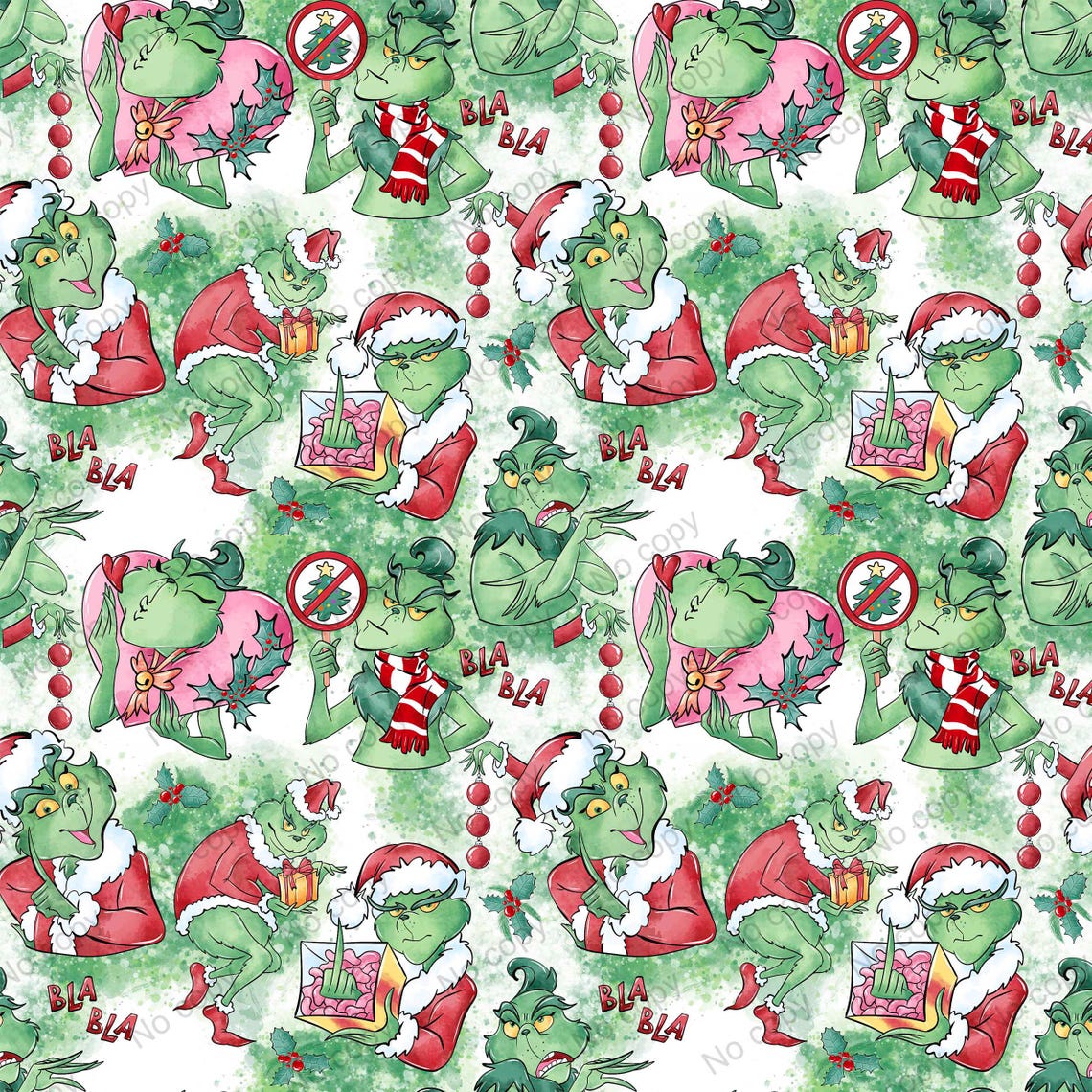 Grinch Christmas Seamless Pattern, Christmas Digital Paper, Green ...