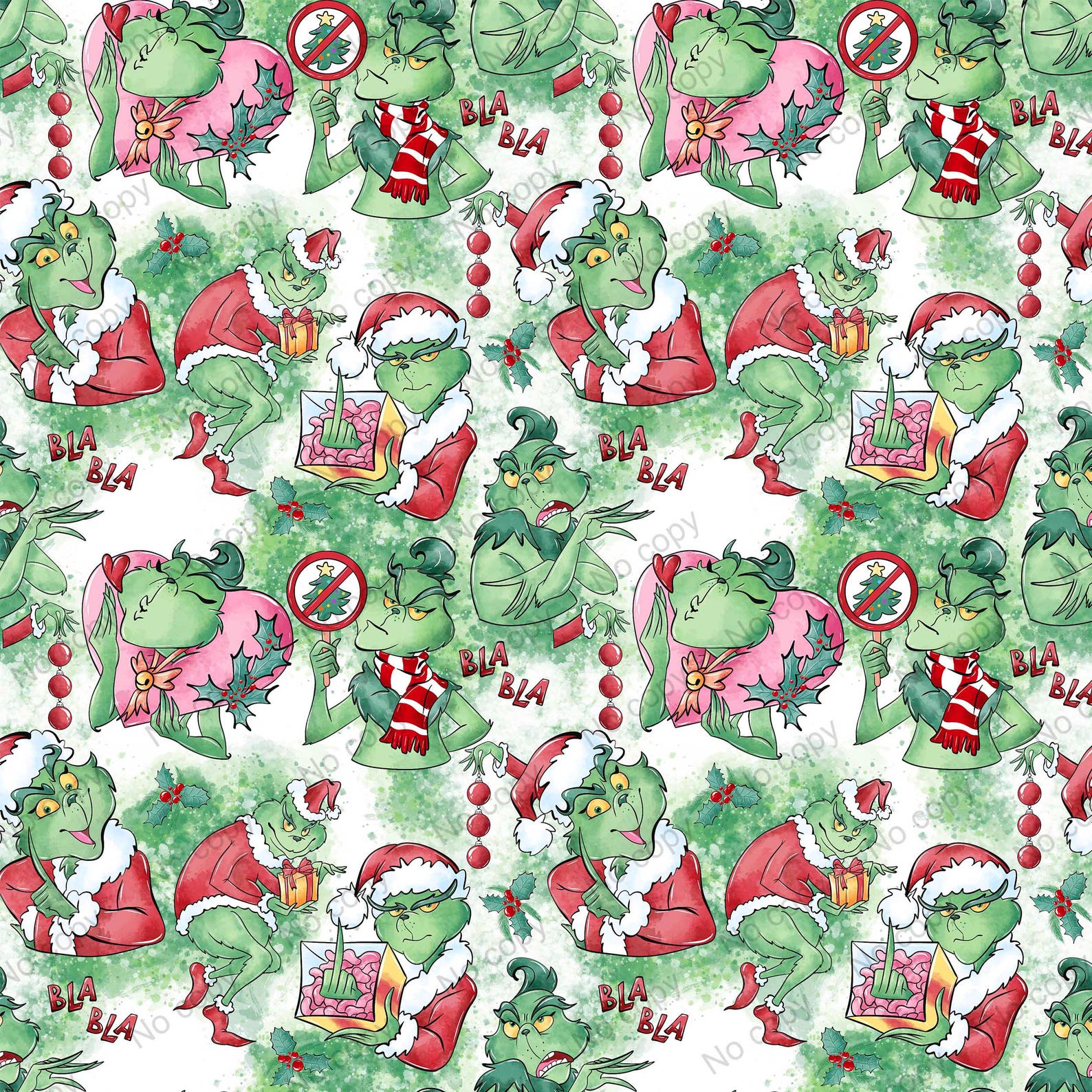 Grinch Christmas Seamless Pattern, Christmas Digital Paper, Green Monster Seamless Pattern, Xmas ...