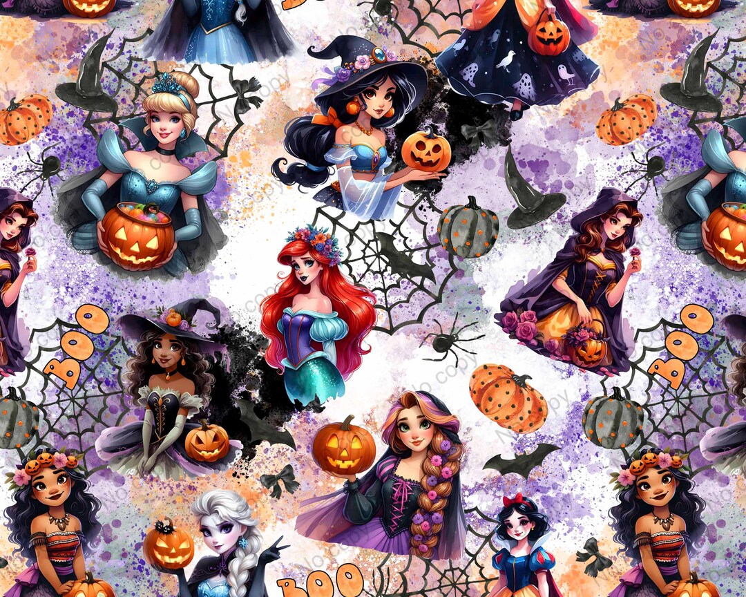 Halloween Princess Seamless Pattern, Spooky Princess Digital Paper ...
