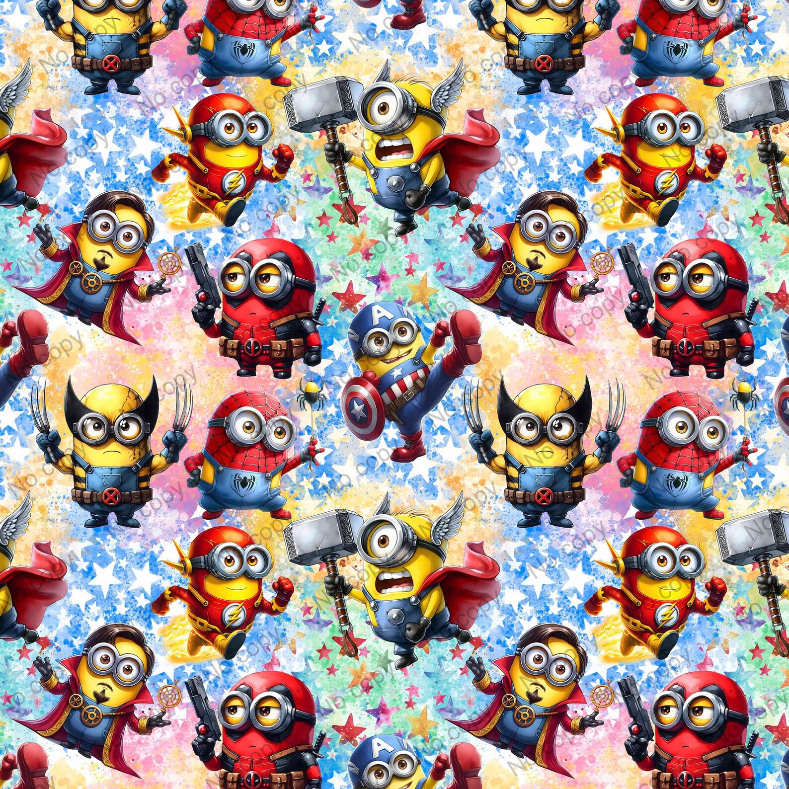 Minions Superhero Seamless Pattern, Cartoon Digital Paper, Minions ...