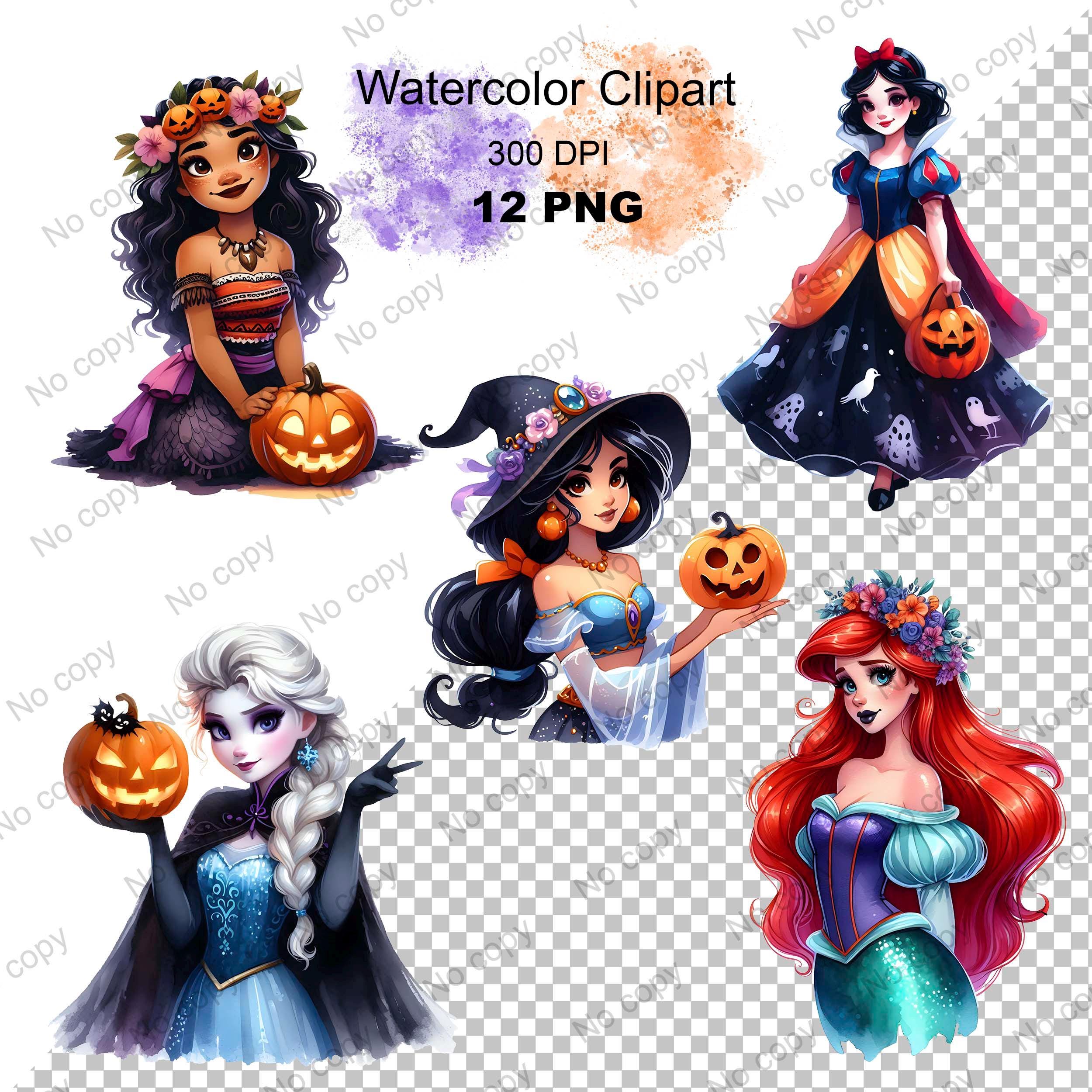Halloween Princess Clipart, Spooky Princess Clipart, Watercolor ...
