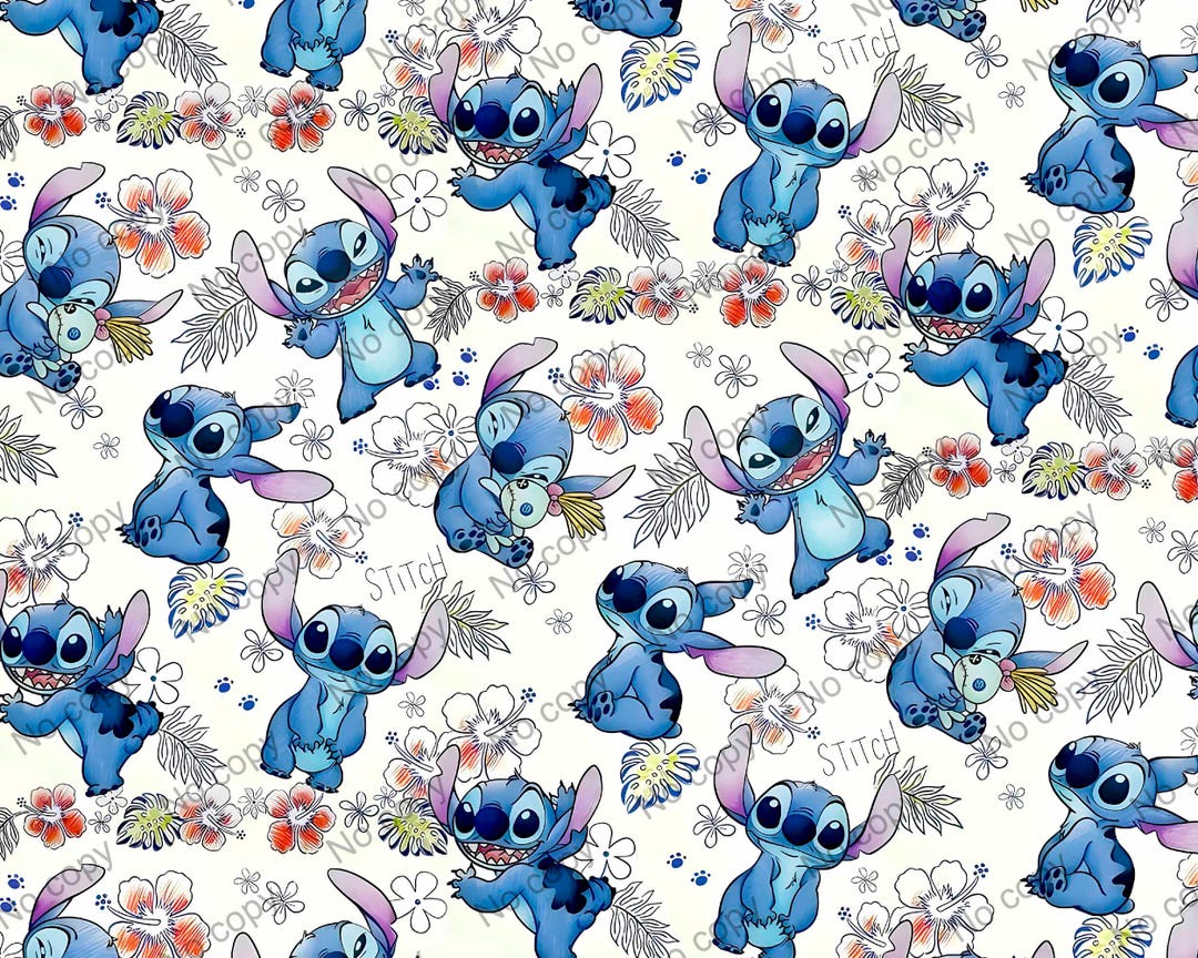 Stitch Summer Seamless Pattern, Cartoon Digital Paper (digital Download ...