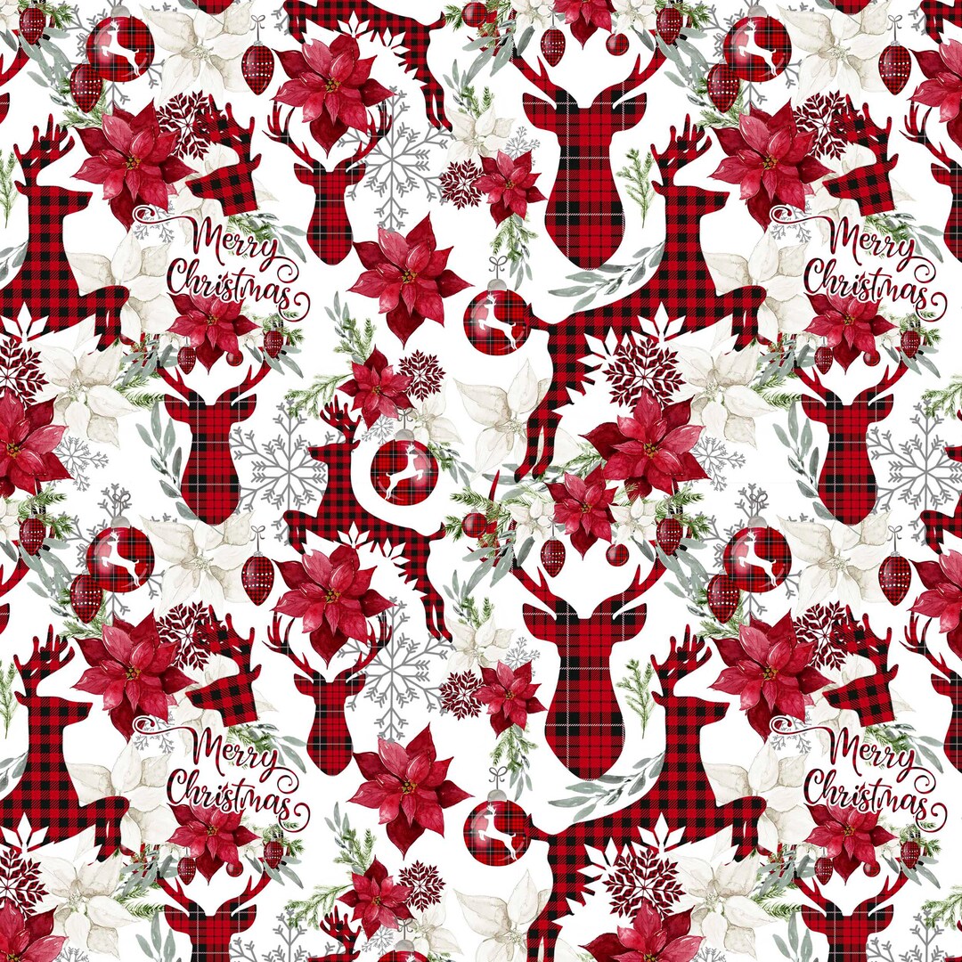 Christmas Seamless Pattern, Reindeer Seamless Pattern, Christmas Animal ...